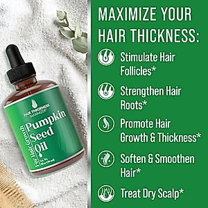 Pumpkin Seed Oil For Hair Growth. Cold-Pressed, Vegan Topical Serum For Thickening, Moisturizing, Strengthening. Women + Men Scalp Treatment For Weak, Dry Hair 1oz