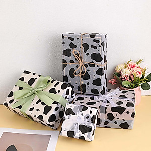 50 Sheets Cow Print Tissue Paper, 14 x 20 inch Gift Wrapping Paper, Cow Print Wrapping Paper for Gift Bags, Black and White Spots Print Tissue Paper for Cow Party Gift Packing DIY Decoration