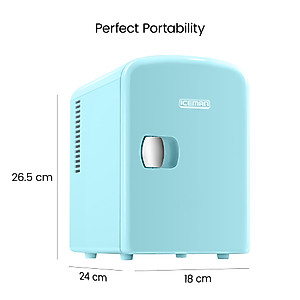 Chefman - Iceman Mini Portable Blue Personal Fridge Cools Or Heats & Provides Compact Storage For Skincare, Snacks, Or 6 12oz Cans W/ A Lightweight 4-liter Capacity To Take On The Go