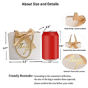 TKSBAG White Gift Bags, 50 Pack Small Thank You Gift Bags with Handles, 5.5''x 2.5''x4.7'' Mini Gift Paper Bags Bulk for Baby Shower, Birthday, Wedding, Party Favors