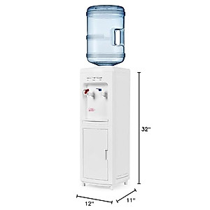 GOFLAME Water Cooler Dispenser Top Loading, Water Dispenser with Hot & Cold Water, Storage Cabinet, Child Safety Lock, Holds 3-5 Gallon Bottles for Home Office Dorm