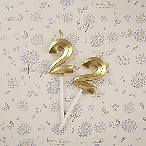 Gold 22 Birthday Candles,Gold Number 22nd Cake Topper for Birthday Decorations Party Decoration