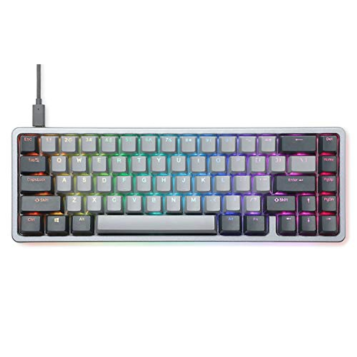 DROP ALT High-Profile Mechanical Keyboard — 65% (67 Key) Gaming Keyboard, Hot-Swap Switches, Programmable Macros, Backlit RGB LED, USB-C, Doubleshot PBT, Aluminum Frame (Kaihua Speed Silver, Gray)
