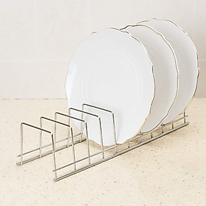 iPEGTOP Roll Up Dish Drying Rack with 304 Stainless Steel Plates Holder Pot Lid Organizer, Over The Sink Kitchen Foldable Multipurpose Dish Drainer Rack for Fruits Vegetable,16.9" x 12.6"