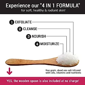 pureSCRUBS Premium Cucumber Body Scrub Set - Large 16oz Dead Sea Salt Body Scrub for Women Exfoliation KP Bump Eraser Body Scrub Includes Wooden Spoon, Loofah & Soap