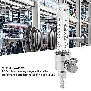 Gas Flow Meter, WL-12 Tube Type Copper Chrome Plated Air Gas Flowmeter, NPT 1/4 Inlet Thread, 1-25 m3/h Measuring Range, Oxygen Flow Meter
