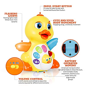 CifToys Light Up Duck Toy, Musical Baby Toys, Walking Flapping Dancing Duck Toys for 3 2 1 Year Old Gifts, Toddler Toys- Dancing, Singing, Electronic Duck Toy with Lights and Adjustable Sound