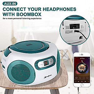 Byron Statics Portable CD Boombox with AM/FM Radio, Top Loading CD, 1W RMS x 2 Stereo Speaker, Aux-in Jack, LCD Display, AC110-120V Operated (KBB-250)