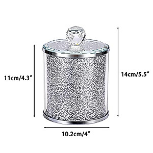 JUXYES Sparkle Glass Crushed Diamonds Canister for Sugar Coffee Tea, Luxurious Diamond Style Storage Containers Sets with Lids Decorative Storage Jar for Kitchen Counter Dining Room