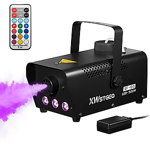 Smoke Machine with Wireless Remote and LED Lights - 500 Watt Fog Machine for Halloween Parties and Stages Featuring 3 Light Modes and 12 Color Options