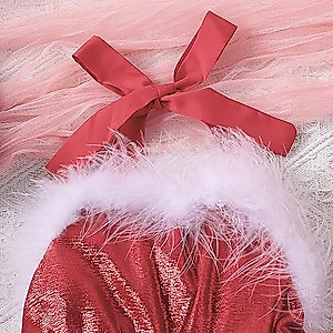 Baby Girl Christmas Dress Sleeveless Mesh Tulle Ruched Fluff Trim Bowknot Sweet with Santa Hat Princess Fall Winter (Red, 2-3 Years)