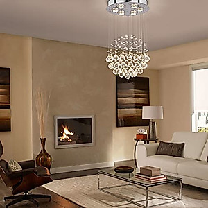 Modern 6-Lights Crystal Raindrop Chandelier, Rain Ball Ceiling Light Fixture Flush Mount Ceiling Light Pendant Lamp for Dining Room, Living Room, Foyer, Entryway of CRYSTOP