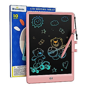 Bravokids Toys for 3-6 Years Old Girls Boys, LCD Writing Tablet 10 Inch Doodle Board, Electronic Drawing Tablet Drawing Pads, Educational Birthday Gift for 3 4 5 6 7 8 Years Old Kids Toddler (Pink)