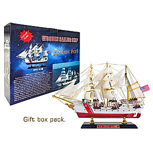 SAILINGSTORY Wooden Model Ship US Coast Guard Eagle Barque Ship Model Sailboat Decor USCG 1936 Replica Small