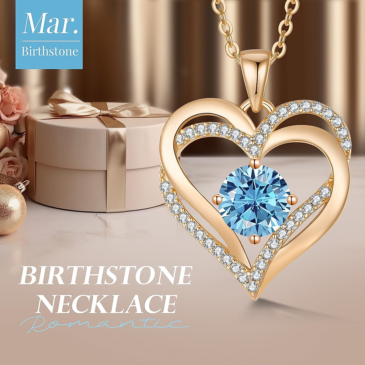 LOUISA SECRET Love Heart Birthstone Necklaces for Women 925 Sterling Silver Pendant Necklace Birthday Mother's Day Jewelry Gift for Women Sister Wife Girlfriend Her, Sterling Silver, crystlal