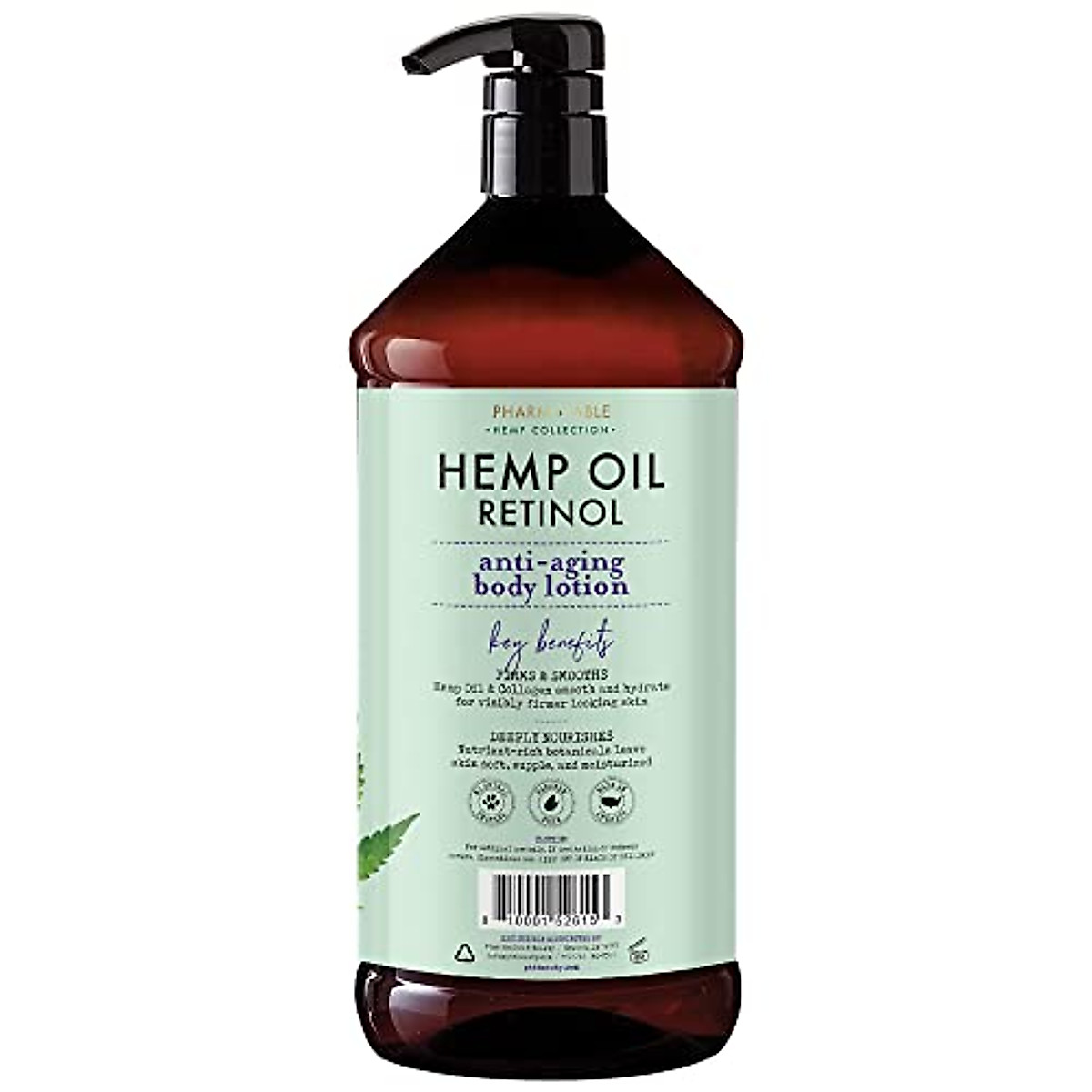 PHARM TO TABLE Hemp Oil & Retinol Anti-Aging Body Lotion, Locks In Moisture, Cruelty And Paraben Free Skin Care, 32oz/960ml