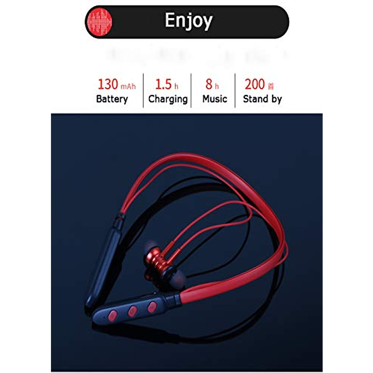 QT S Bluetooth Neckband Headphones, HD Sound V5.0 Wireless Neckband Headset Stereo Noise Cancelling Sweat/Waterproof Sports Earphones for Gym Workout Travel Business Earbuds Music & Playtime 10 Hours