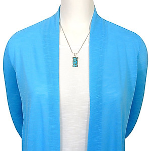 Turquoise Pendant Necklace 20" Sterling Silver 925 Genuine Gemstones (Teal/Matrix Turquoise)
