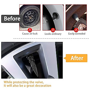 Osilly Car Tire Valve Caps, 4PCS Long Impale Spike Style Aluminum Alloy Auto Tire Wheel Valve Stem Caps, Dustproof & Waterproof, Universal for Cars, SUVs, Trucks, Bicycles and Motorcycles (Black)