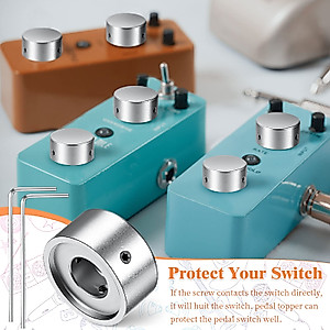 Pedal Footswitch Topper Metal Barefoot Pedal Buttons with 3 Screws and Rubber Insert Fit Tightly on Common Pedal Switches(3/8"10mm) Increase Accuracy and Comfort Silver, 18 Pack