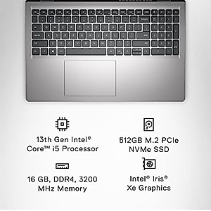 Dell Inspiron 15 3530 Laptop - Intel Core i5-1335U, 15.6-inch FHD 120Hz Display, 16GB DDR4 RAM, 512GB SSD, Intel Iris Xe Graphics, Windows 11 Home, Services Included - Platinum Silver