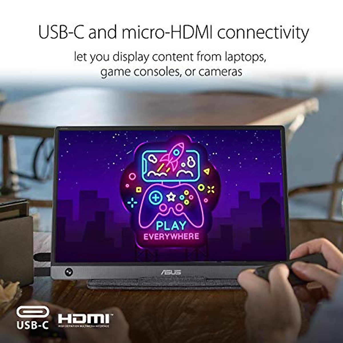 ASUS ZenScreen 15.6” 1080P Portable USB Monitor (MB16AH) - Full HD, IPS, USB Type-C, Speakers, Micro-HDMI, Eye Care, Speakers, Tripod Mountable, Anti-Glare Surface, Protective Sleeve, 3-Year Warranty