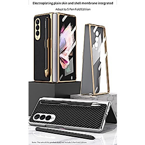 SHIEID Samsung Z Fold 3 Case with S Pen Holder, Galaxy Fold 3 Case Exculsive Custom Pen Slot Slide Phone Case Compatible with Samsung Galaxy Z Fold 3 5G, Carbon Fiber Pattern