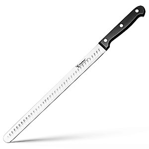 Humbee 12 inch Carving Knife Razor Sharp Blade with Granton Edge for Cutting Smoked Brisket, BBQ Meat, Turkey,Black