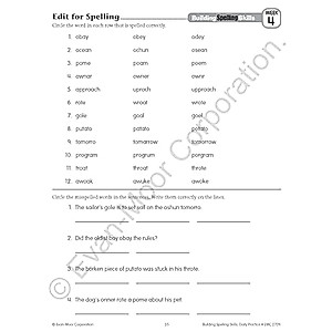 Evan-Moor Building Spelling Skills, Grade 5 - Homeschooling & Classroom Resource Workbook, Reproducible Worksheets, Teaching Edition, Spelling Strategies, Reading and Writing Skills