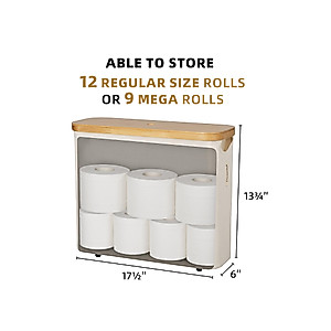 StorageWorks Toilet Paper Storage Basket, Toilet Paper Container with Bamboo Lid, Large Toilet Paper Holder for up to 9 Mega Rolls, Toilet Paper Organizer for Bathroom, Beige, 1 Pack