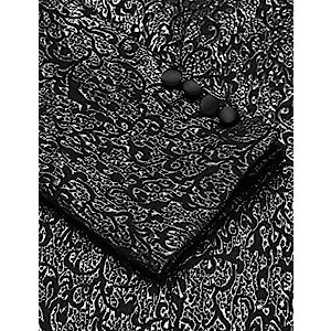 COOFANDY Mens Floral Tuxedo Jacket Dinner Jackets Blazers Paisley Shawl Lapel Formal Suit Jacket Slim Fit for Christmas Prom Party Silver