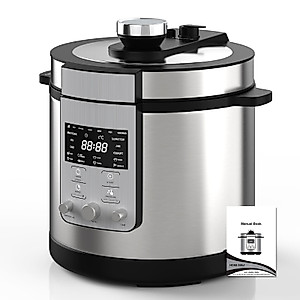 Electric Pressure Cooker 6.34QT NAFEWIN 14-in-1 Electric Multi-Cooker Stainless Steel, Slow Cooker, Rice Cooker, Steamer, Sauté, Yogurt Maker, Warmer & Sterilizer, Recipes, 1000w, 110v