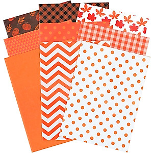 90 Pieces Thanksgiving Tissue Paper Brown Orange Tissue Paper for Gift Fall Wrapping Tissue Paper Fall Wrapping Paper Maple Leaves Pumpkin Printed Assorted Tissue Paper for Gift Bags