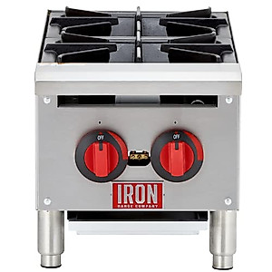 Iron Range Company IRHP-12-2B 12" Two Burner Countertop Commercial Gas Hot Plate, Stainless Steel, 50,000 BTU, ETL Listed