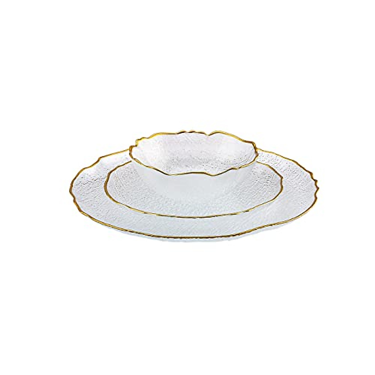 Karaca Milanda Gold Glass Dinnerware Set for 4 People, 12 Pieces, Transparent Gold