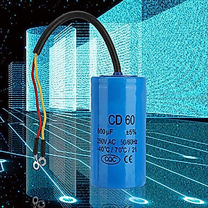 250V AC 600uF 50/60Hz CD60 Run Capacitor with Wire Lead for Motor Air Compressor