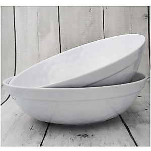 KX-WARE Melamine Serving Bowls - 2pcs 11inch Larger Salad Bowls/Mixing Bowls,White Color| Break-resistant 100% Melamine Bowls | Dishwasher Safe,BPA Free