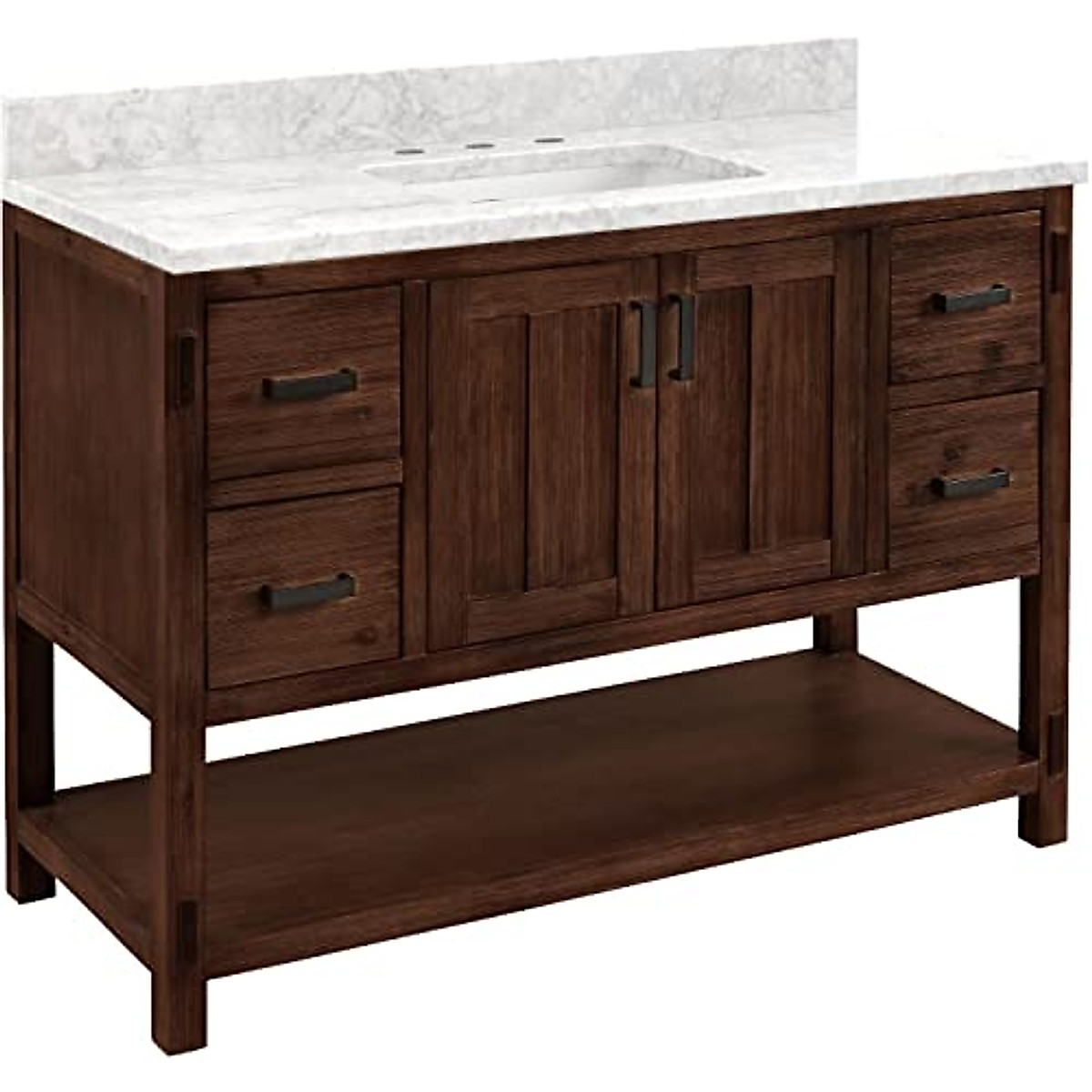 Signature Hardware 953310-48-RUMB-8 Morris 48" Free Standing Single Vanity Set with Wood Cabinet, Vanity Top, and Rectangular Undermount Sink - 8" Faucet Holes