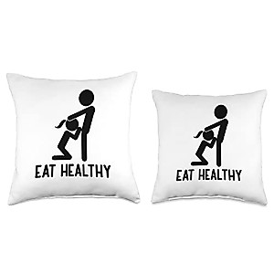 Eat Health Adult Joke Funny Sexy Saying Valentine Pun Humor Throw Pillow