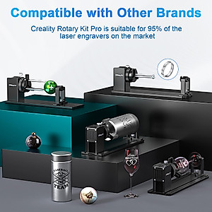 Creality Laser Rotary Roller, Y-axis Rotary Chuck for Most Laser Engravers, Rotary Kit Pro with 3 in 1 Jaw and Module Suitable for Engraving Cylindrical Objects,Wine Glass, Tumbler, Ring,Ball and etc