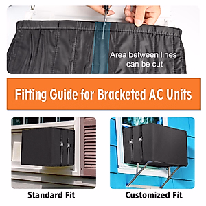 Insulated Protection for Outside AC Units: Window & Wall Air Conditioner Cover to Retain Warmth, 25.5''Lx 18''Hx 20.5''D- Black