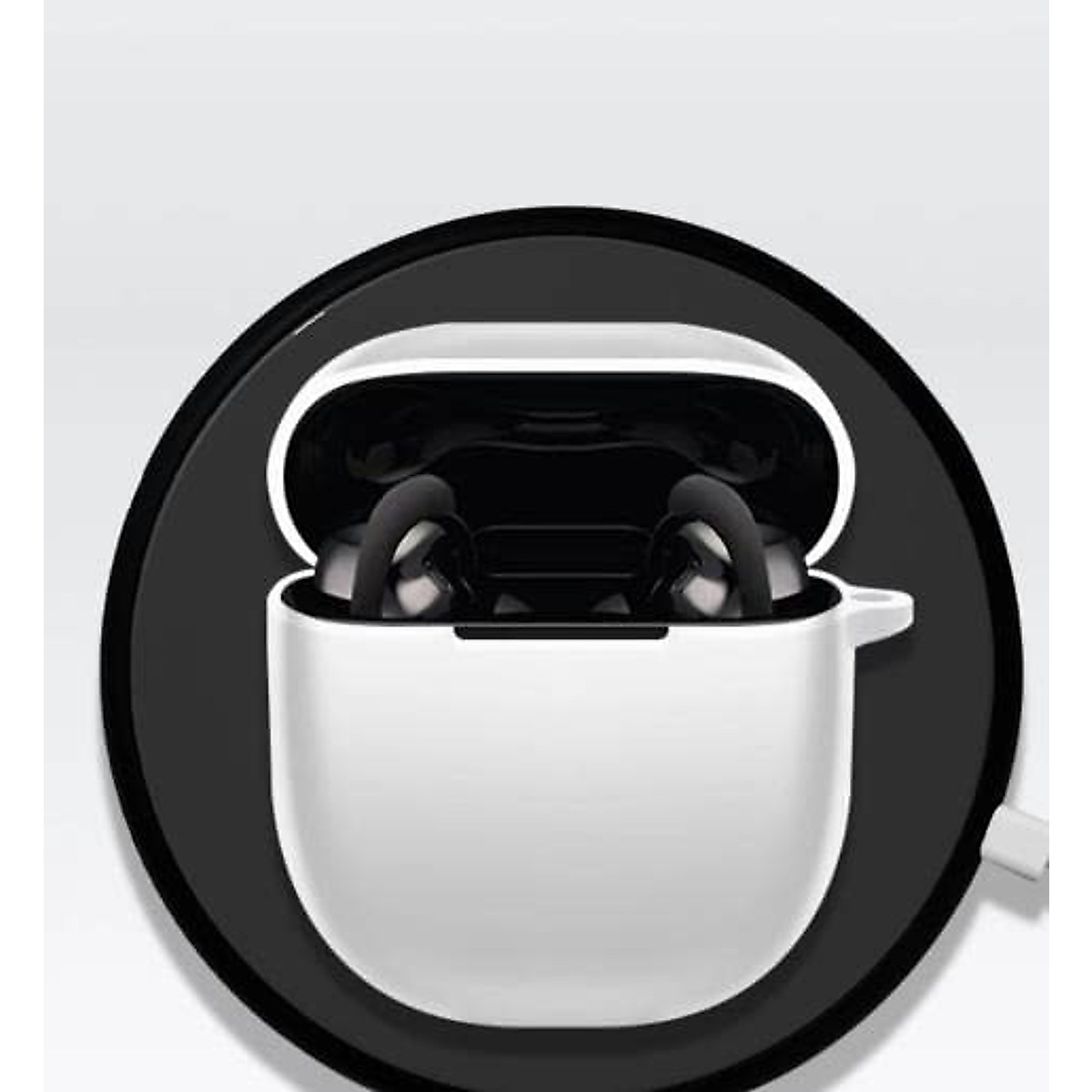 Soft Silicone Protective Case Cover for Bose QuietComfort Earbuds II 2022 , Protective Skin Sleeve with Carabiner (White)