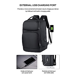 IPX Laptop Backpack Plus 17 Inch Travel Backpack Expandable Business Anti Theft Work Backpack with Laptop Compartment School Backpack with USB Charging Port Water Resistant Durable Bookbag for Men