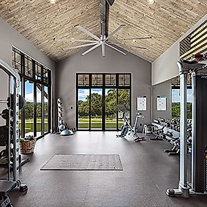 BiGizmos 84 Inch Industrial DC Motor Ceiling Fan, Damp Rated Indoor or Covered Outdoor Ceiling Fans for Home or Commercial, Porch Patio Warehouse Restaurant, 6-Speed Remote Control