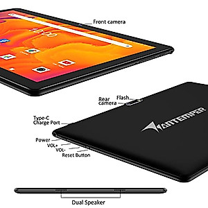 2024 Newest 10.1 Inch Android Tablet With Keyboard - 5G WIFI Tablets Ultra-Portable- RAM 4GB | ROM 64GB 128GB Expandable -6000mAh | Dual Camera | Bluetooth 5.0| 1080FHD | GPS | Mouse/Stylus-Black