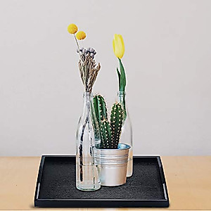 JPCRAFT Rectangle Wooden Serving Tray Breakfast Tray with Handles, Black, 15.75 by 11-Inch