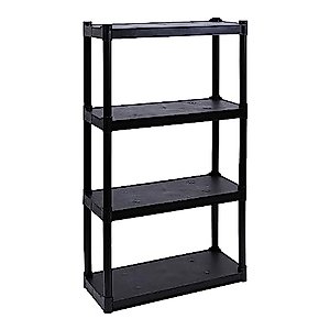 Iceberg Rough n Ready Open Storage System, Four-Shelf, Injection-Molded Polypropylene, 32w x 13d x 54h, Black