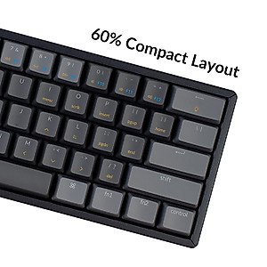 Keychron K12 60% Layout Bluetooth Wireless/USB Wired Mechanical Keyboard with Gateron G Pro Blue Switch/RGB Backlit/N-Key Rollover/Aluminum Frame, Compact 61-Key Computer Keyboard for Mac Windows…