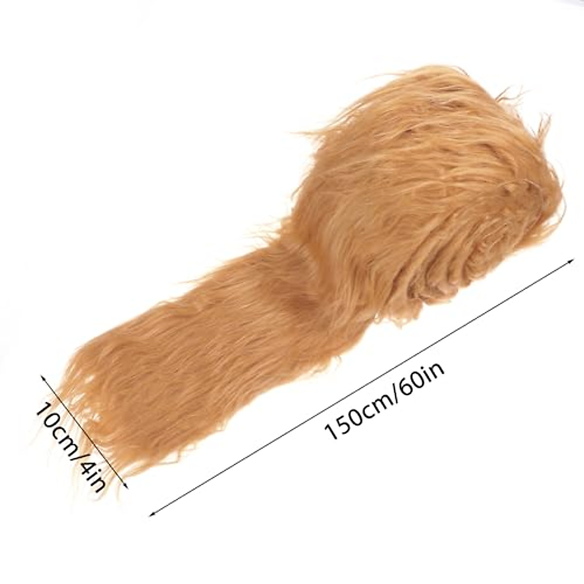 Lusofie 1Pc Faux Fur Fabric Brown Fur 4 x 60inch Fake Craft Fur Fluffy Fuzzy Fur Fabric Precut Strips for Costume DIY Gnomes Beard Santa Claus Hair Dwarf Cosplay Christmas Decoration