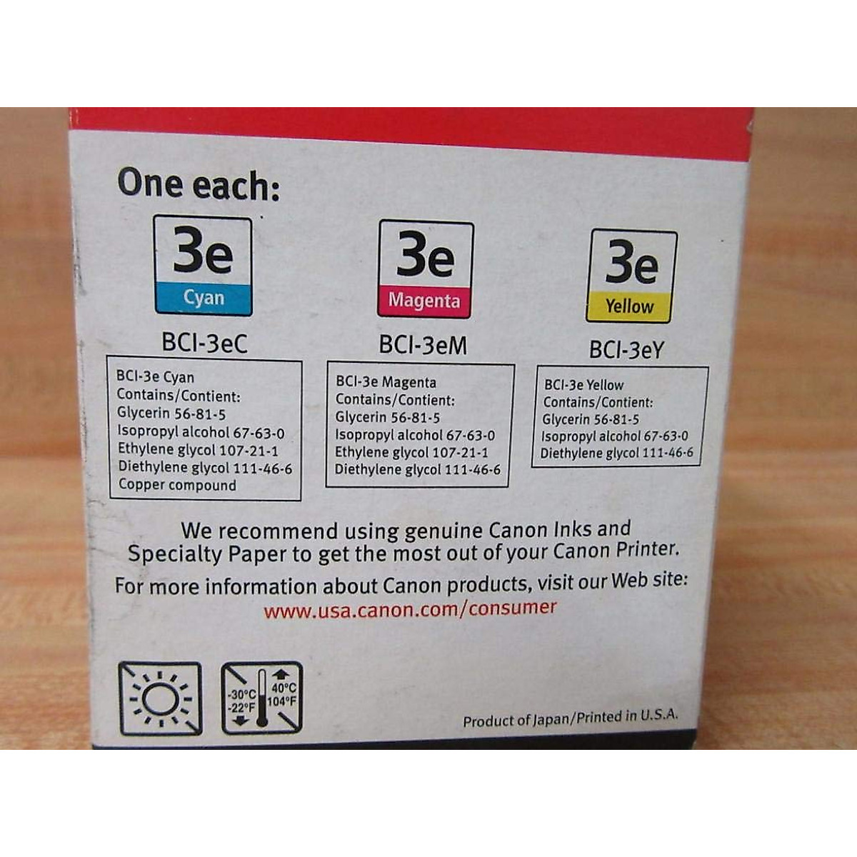 Canon BCI-3e Color Ink Tank for the BC-31e InkJet Cartridge - 3 Pack Cyan/Magenta/Yellow-4480A263